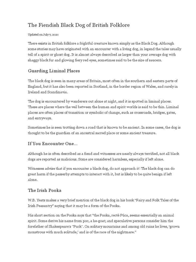 The Fiendish Black Dog of British Folklore | PDF | Folklore | Legendary ...