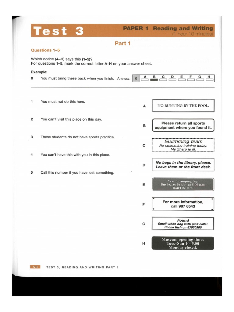 KET Test 3 PDF | PDF