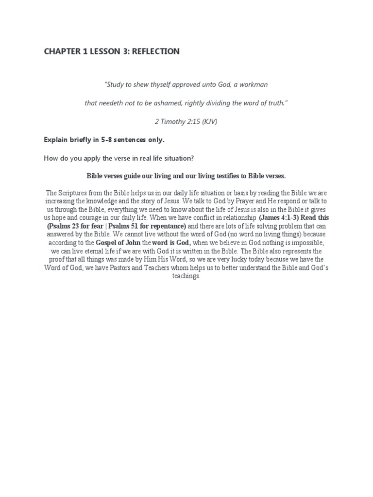 Chapter 1 Lesson 3 Reflection | PDF