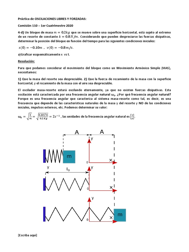 Ejercicio Resuleto Oscilaciones Libres 4d | PDF | Oscilación | Ecuaciones diferenciales