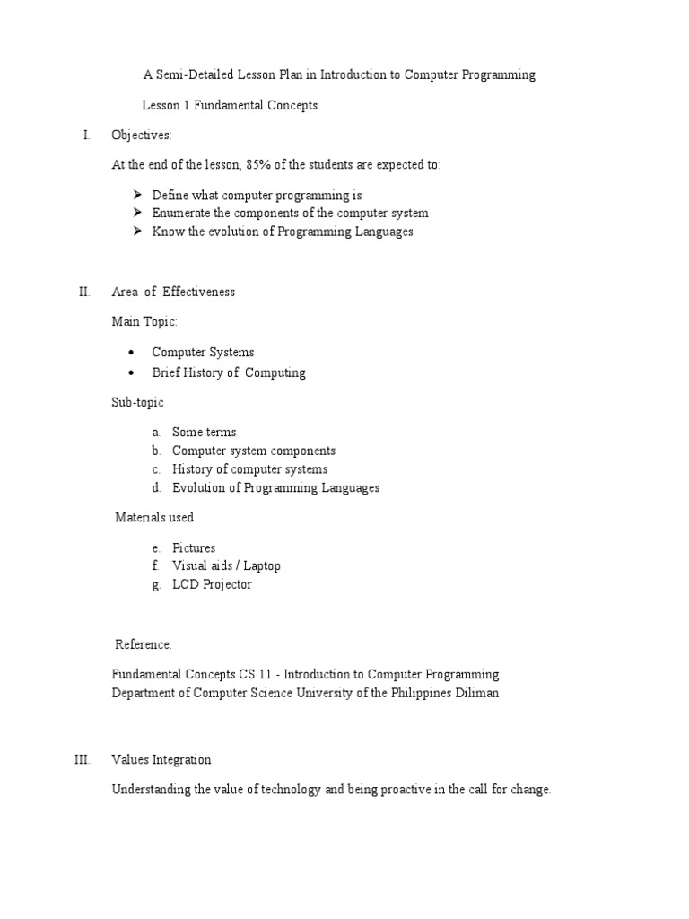 A Semi Detailed Lesson Plan | PDF | Operating System | Software