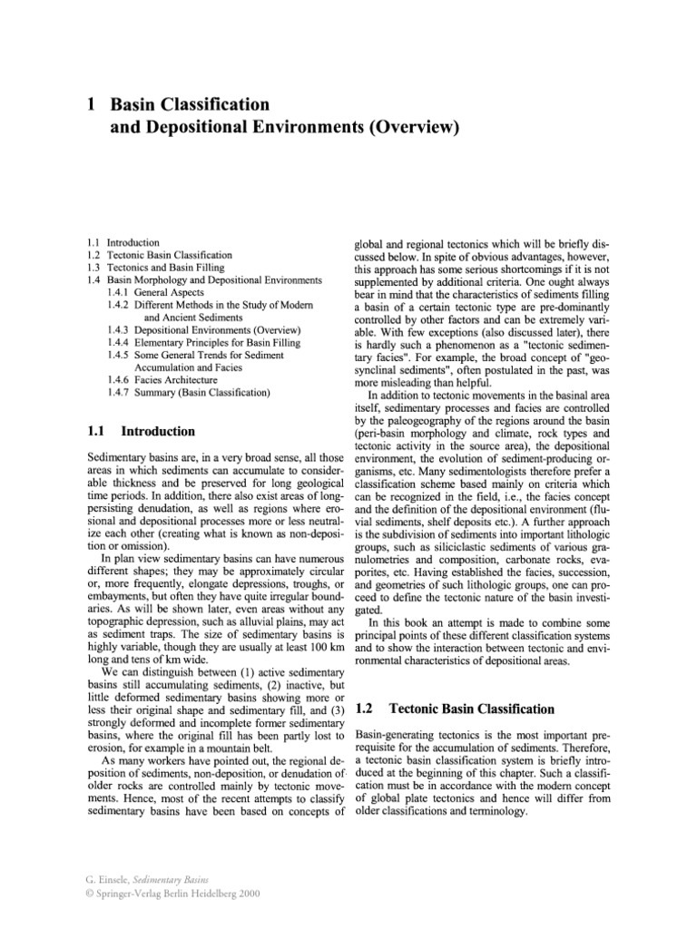 Basin Classification and Depositional Environments (Overview) | PDF ...