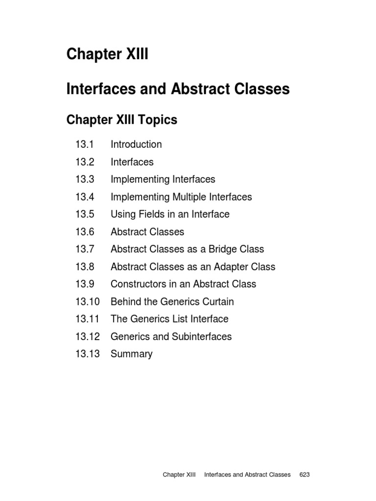 Interfaces And Abstract Classes Chapter Xiii Topics Download Free Pdf Class Computer 