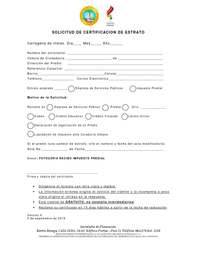 Formato Solicitud Certificado de Estrato PDF | PDF | Business | Science