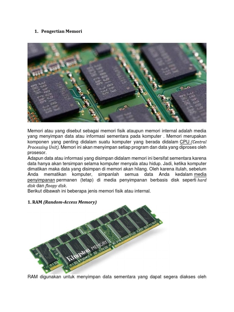 Pengertian Sistem Memori | PDF