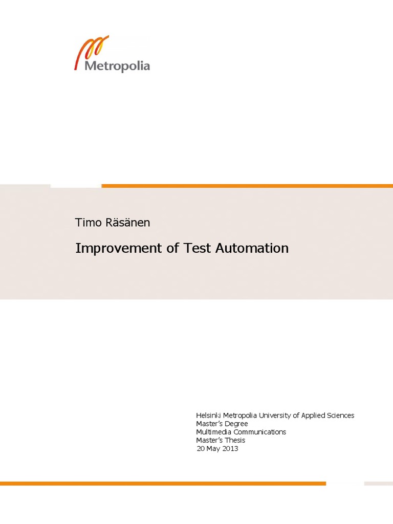 Improvement of Test Automation: Timo Räsänen | PDF | Software Testing ...