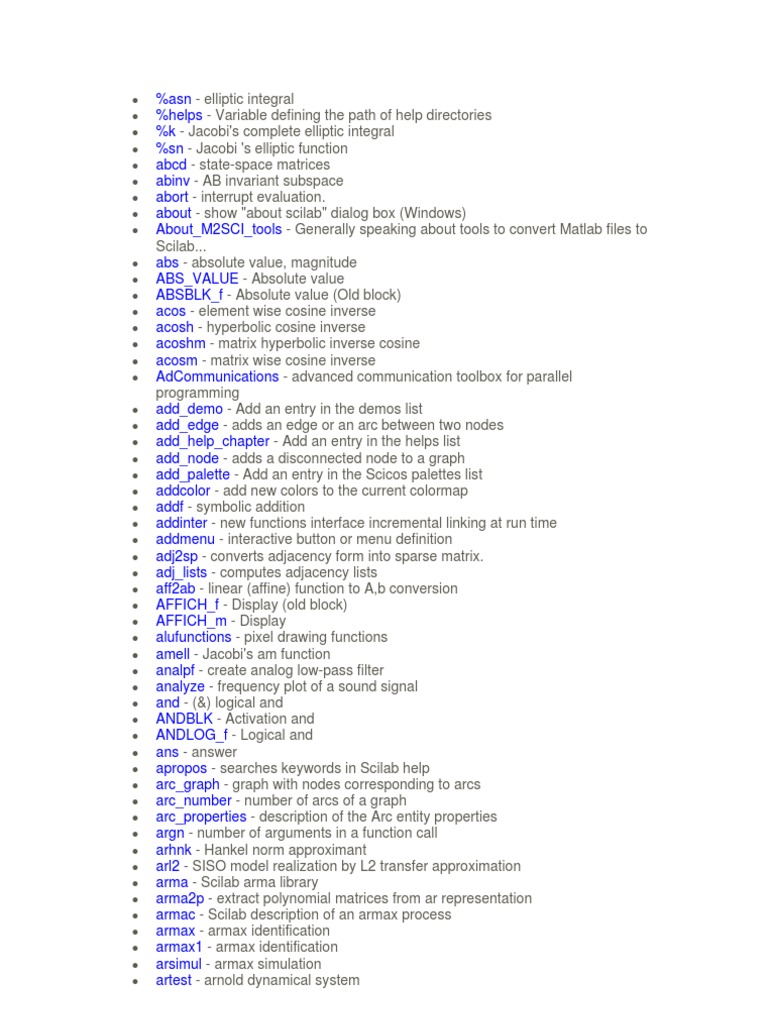 Funciones De Scilab 1800 Pdf Matrix Mathematics Interpolation