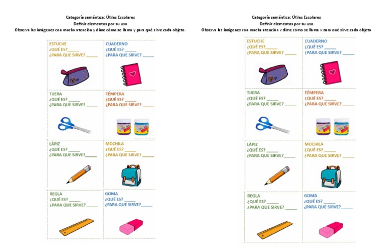 Definicion Por Uso Utiles Escolares | PDF