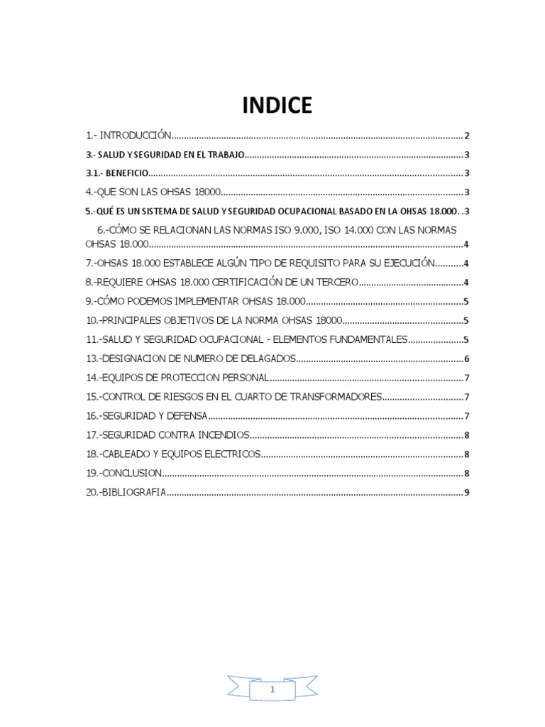 Informe Norma Ohsas 18000 | PDF | Seguridad y salud ocupacional | Bienestar Informe Norma Ohsas 18000 | PDF | Seguridad y salud ocupacional | Bienestar