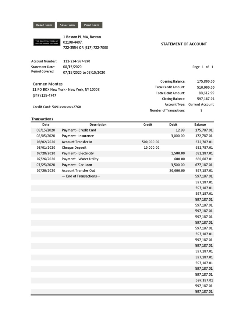 Bank Statement Template 1 - TemplateLab | PDF | Payments | Financial ...