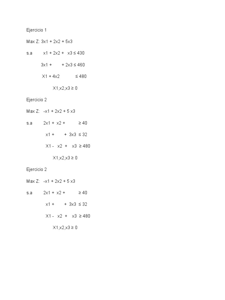 Tarea Ejercicios Metodo Simplex Dual | PDF