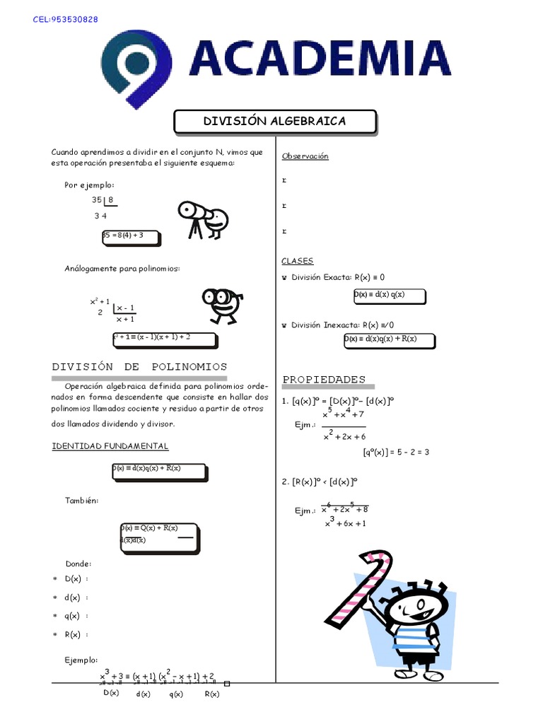 División Algebraica | PDF | División (Matemáticas) | Aritmética