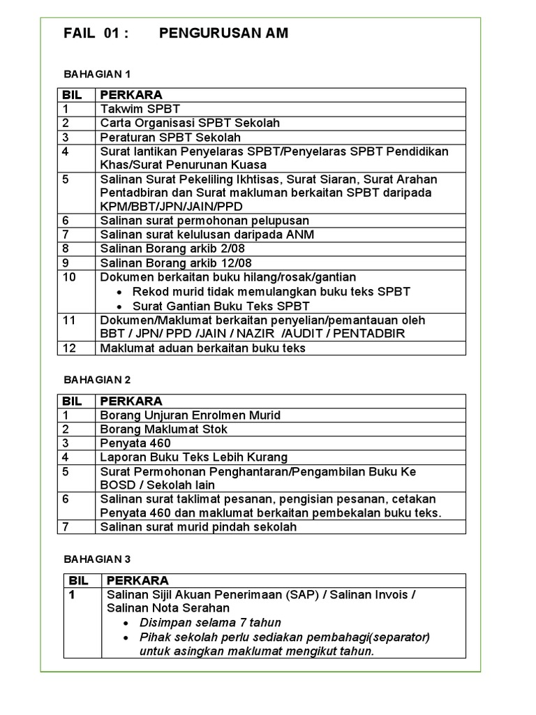 Partition Fail Pengurusan Am SPBT | PDF