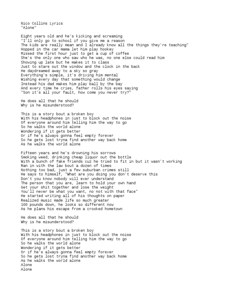 Alone by Nico Collins | PDF