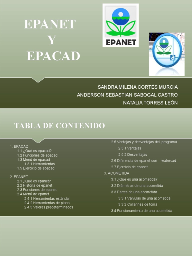 Epanet y Epacad Final | PDF | Tubería (transporte de fluidos) | Archivo ...