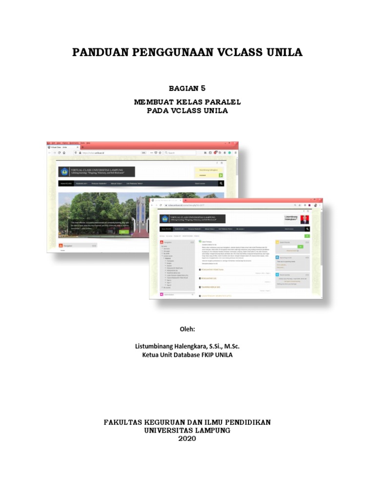 Panduan Penggunaan Vclass Unila Bagian 5 - Cara Membuat Kelas Paralel ...