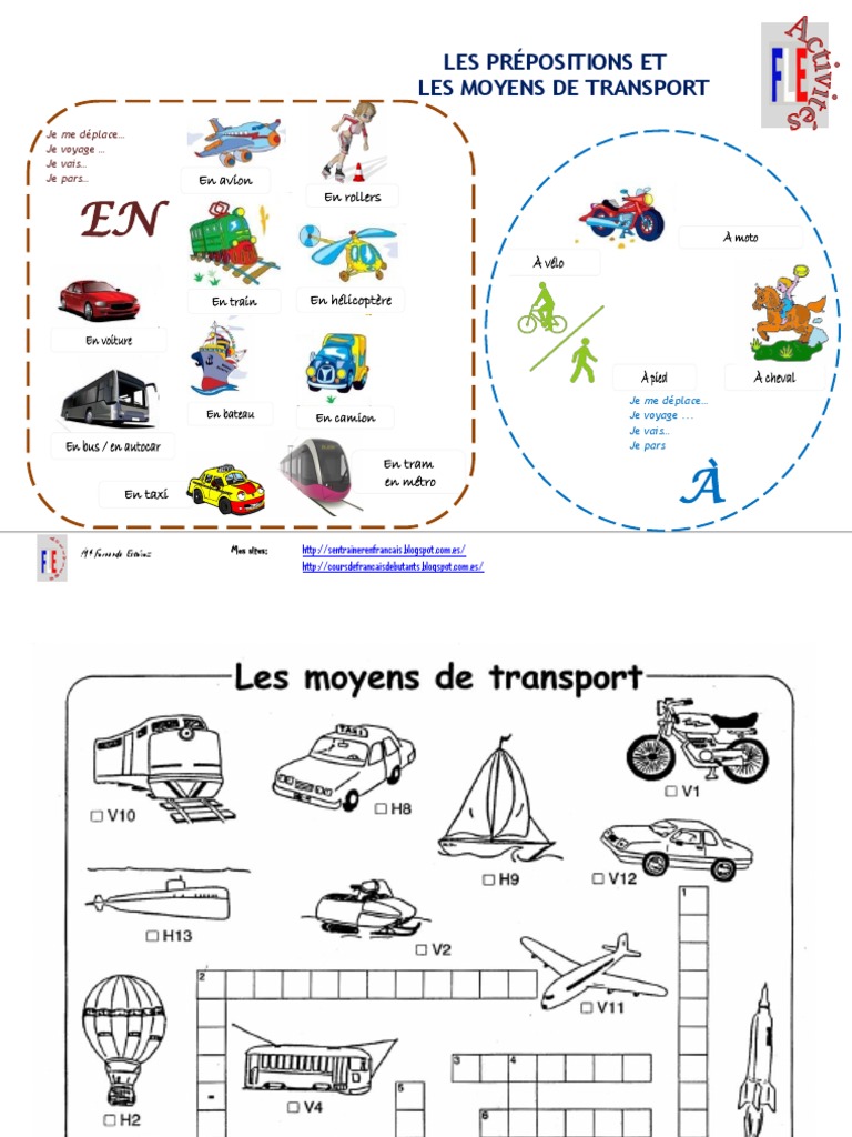 Prépositions et moyens de transport | PDF
