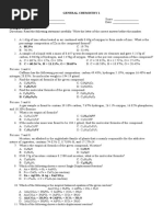 CHEM2112 General Chemistry 1 First Quarter Exam | PDF | Mole (Unit) | Chemical Reactions