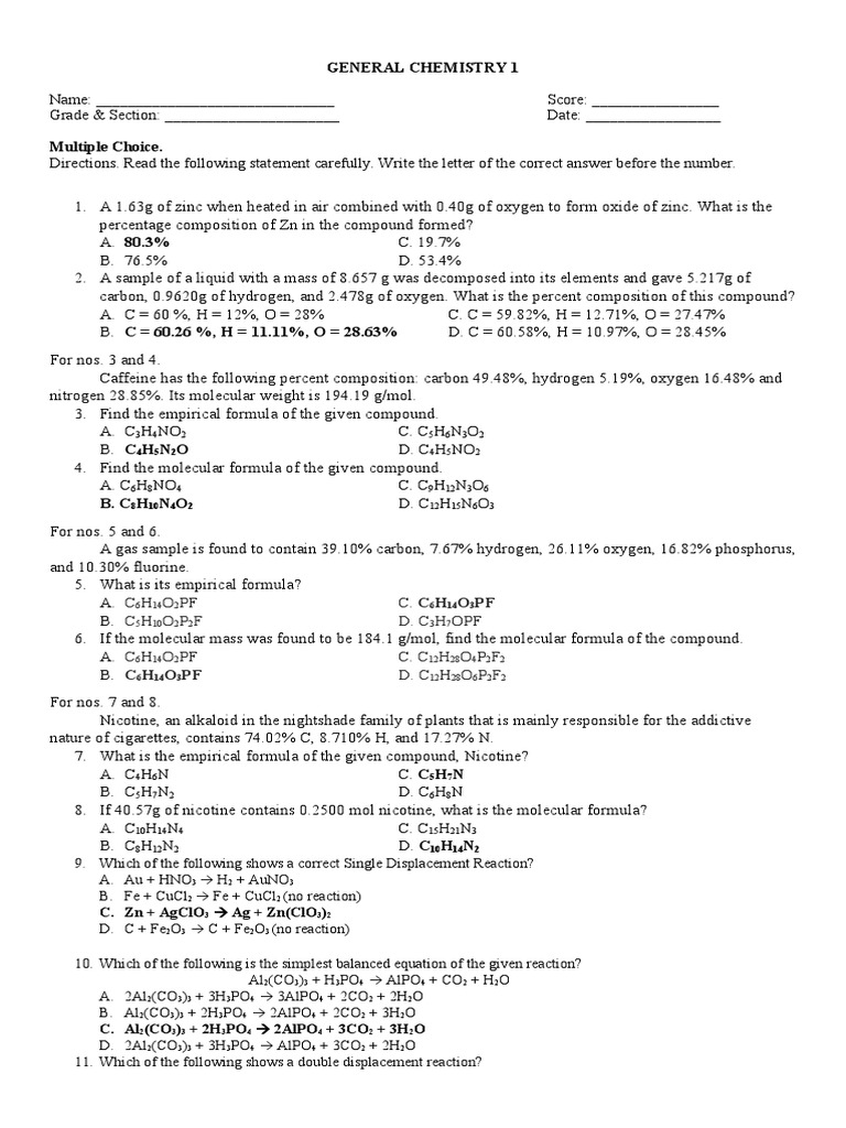 General Chemistry 1 Exam Questions | PDF | Ion | Mole (Unit)
