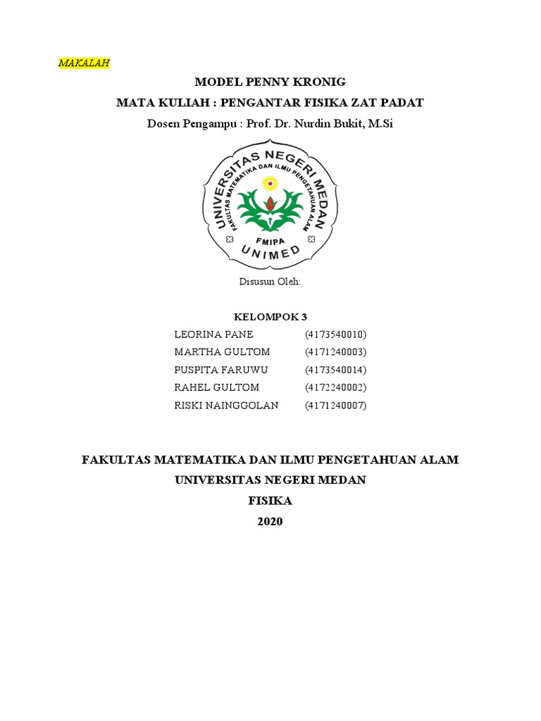 Makalah Model Penny Kronig | PDF