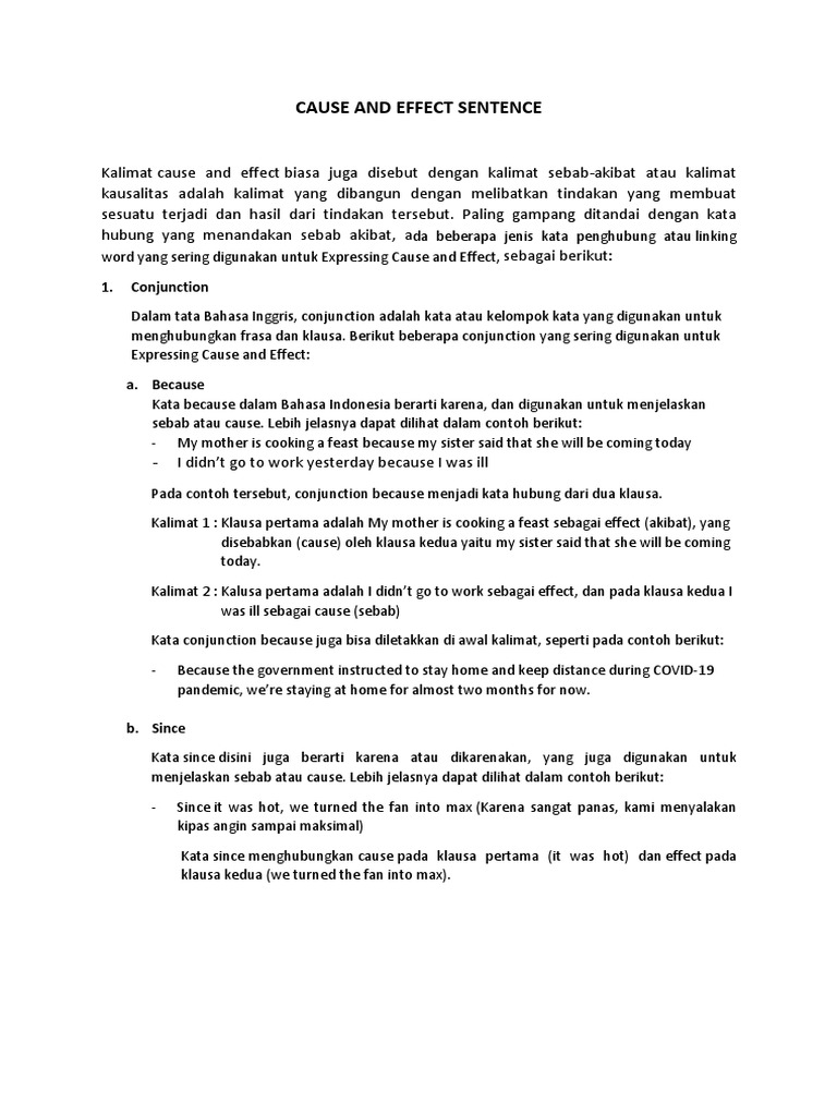 Materi Cause - Effect PDF | PDF