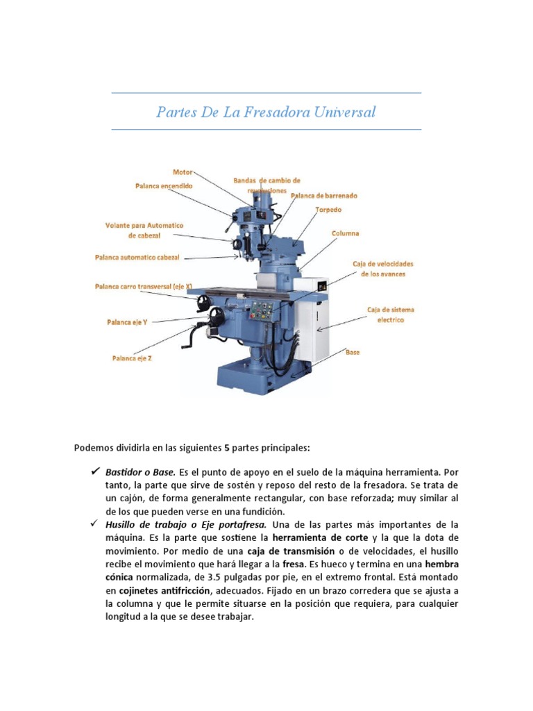Partes de La Fresadora Universal | PDF