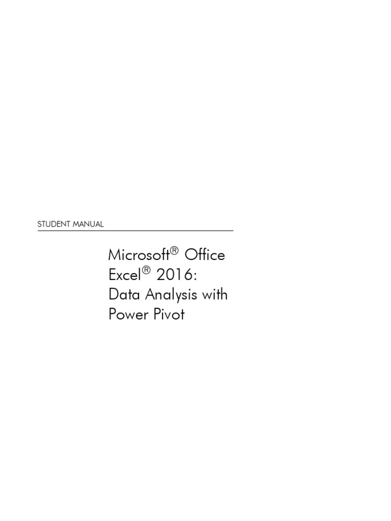 C - Manuals - Excel - Excel 2016 Data Analysis With Power Pivot PDF | PDF | Microsoft Excel ...