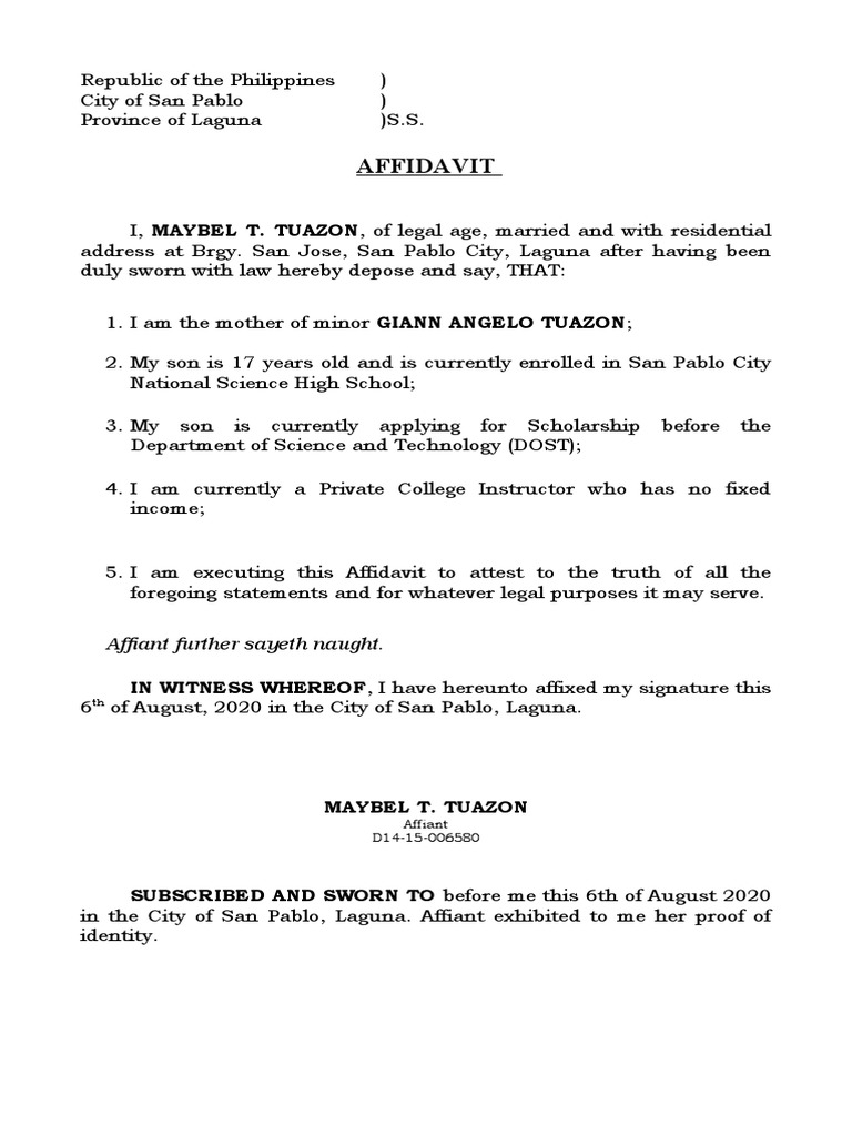 Affidavit: Affiant Further Sayeth Naught | PDF