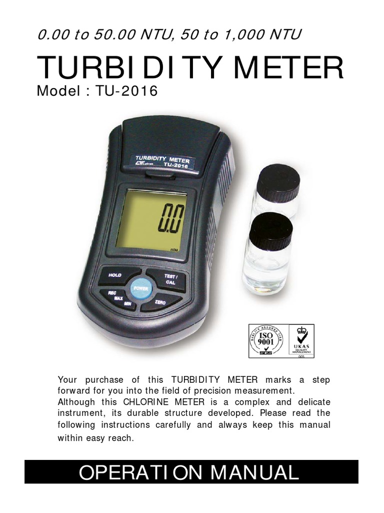 Lutron TU-2016 Turbidity Meter Manual | PDF | Calibration | Nature
