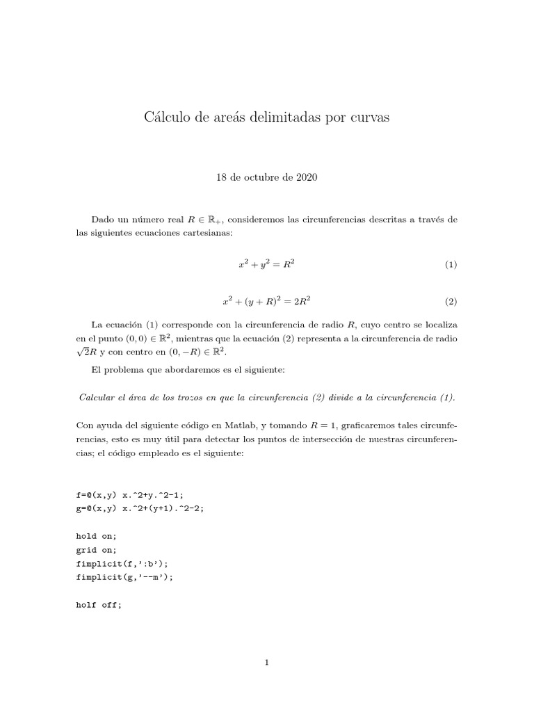 Calculo Del Area Delimitada Por Circunferencias | PDF | Circulo ...