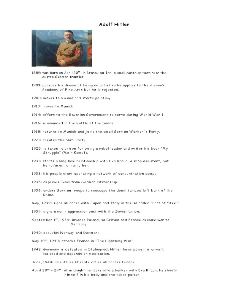 Adolf Hitler Biography | PDF | Adolf Hitler | Nazi Germany