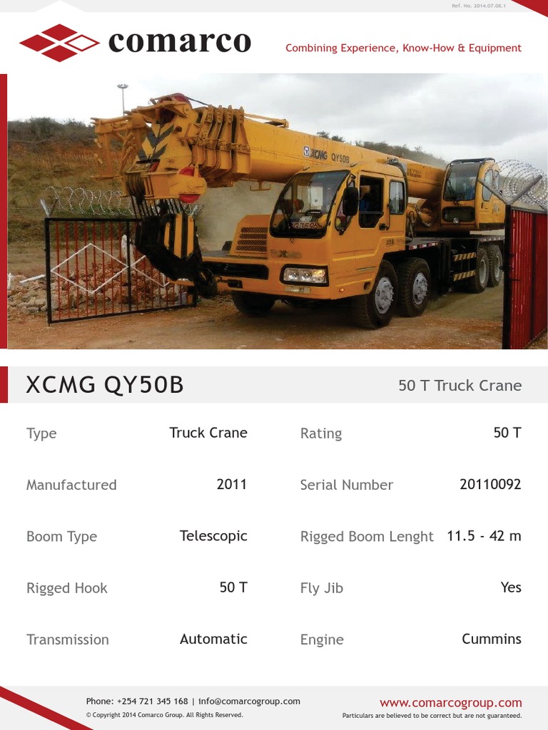 50T Truck Crane XCMG QY50B | PDF