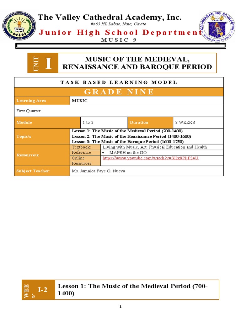 Music 9: Medieval to Baroque Period | PDF | Gregorian Chant | Classical ...