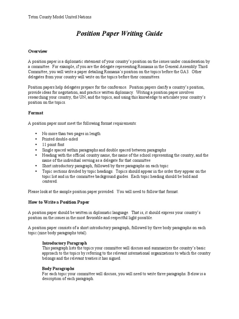 Position Paper Writing Guide 1s516i6 | PDF | Citation | Paragraph