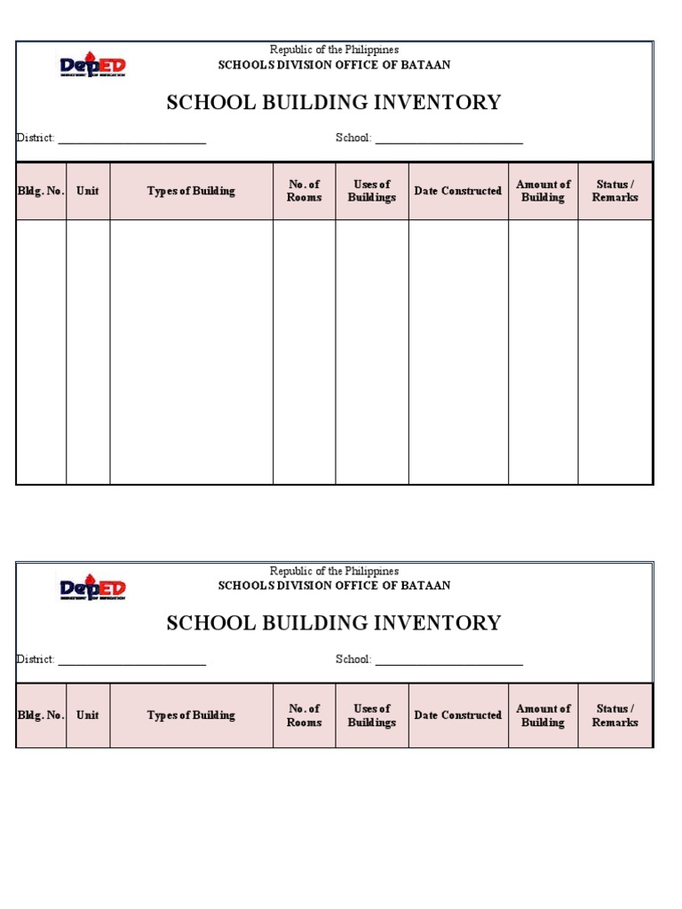 School Building Inventory: Republic of The Philippines | PDF