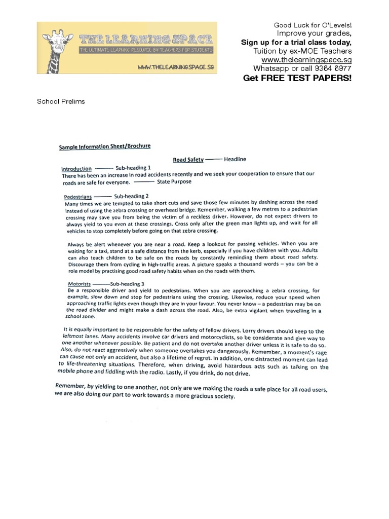 The Learning Space - Situational - Writing - O'levels - 1128 - Format ...