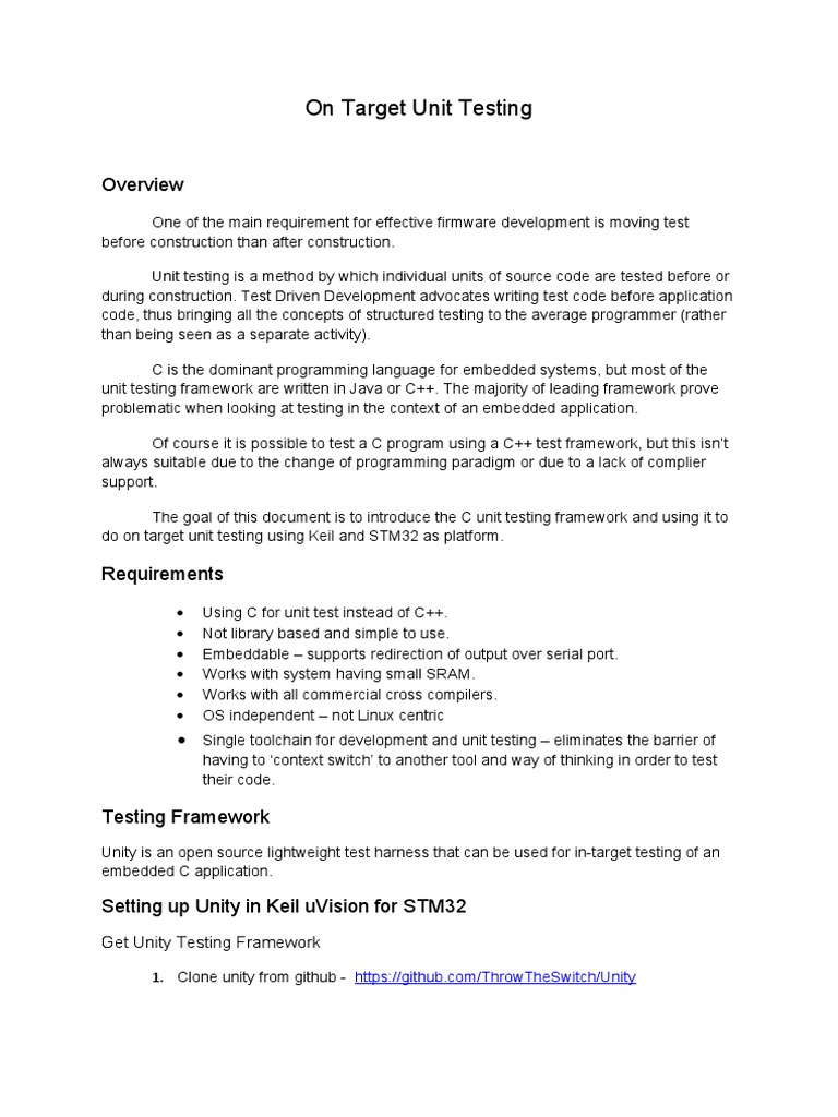 On Target Unit Testing: Get Unity Testing Framework | PDF | Unit ... On Target Unit Testing: Get Unity Testing Framework | PDF | Unit ...