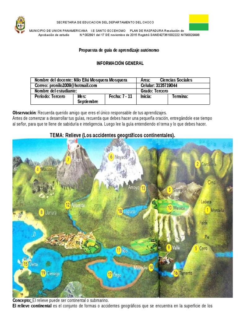 El Relieve Los Accidentes Geograficos Continentales | PDF | Montañas | lago