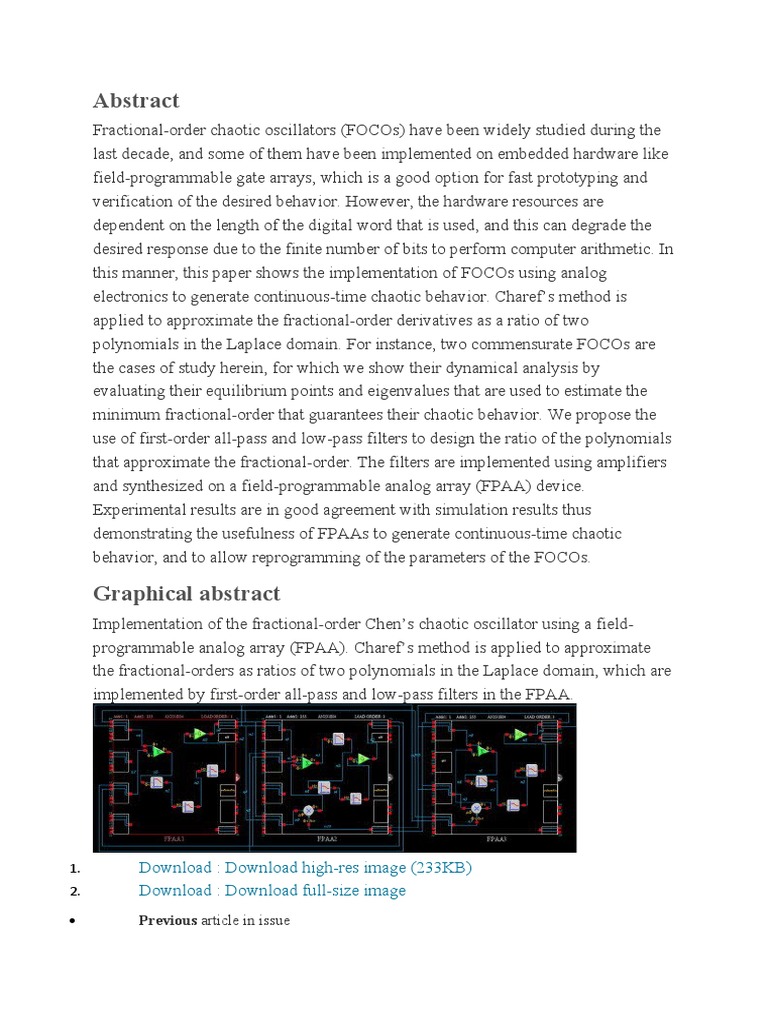 FPAA-based Implementation of Fractional-Order Chaotic Oscillators Using First-Order Active ...