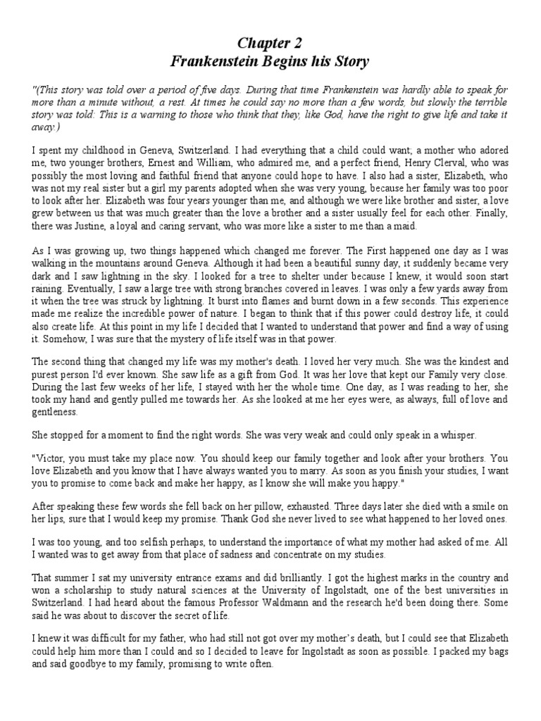 Frankenstein Chapter 2 | PDF | Frankenstein
