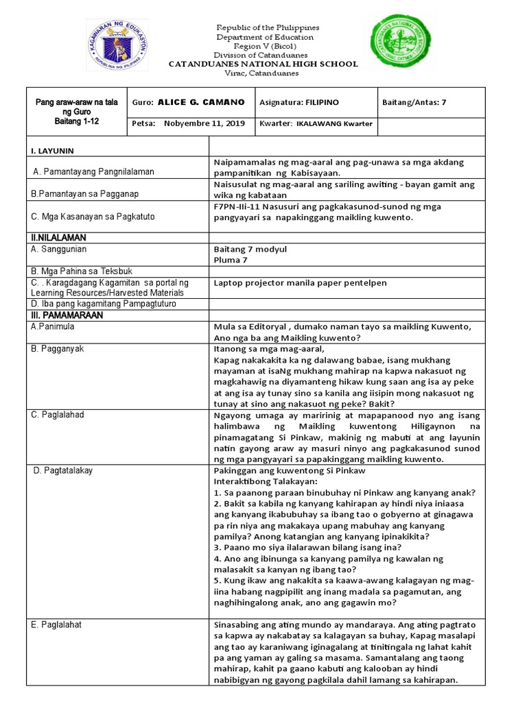 DLL For Observation 2nd Quarter FILIPINO 7 | PDF