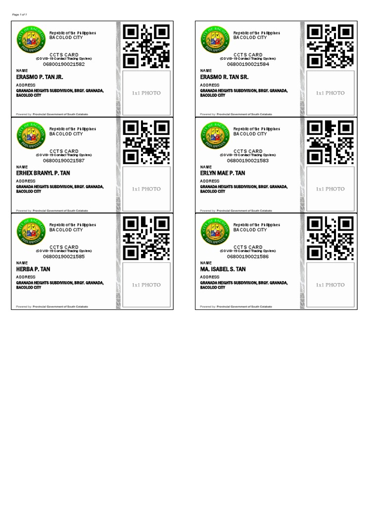 Erasmo P. Tan Jr. Erasmo R. Tan SR.: Ccts Card Ccts Card | PDF