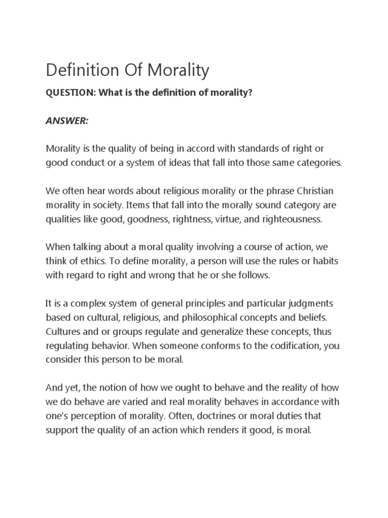 What is morality store