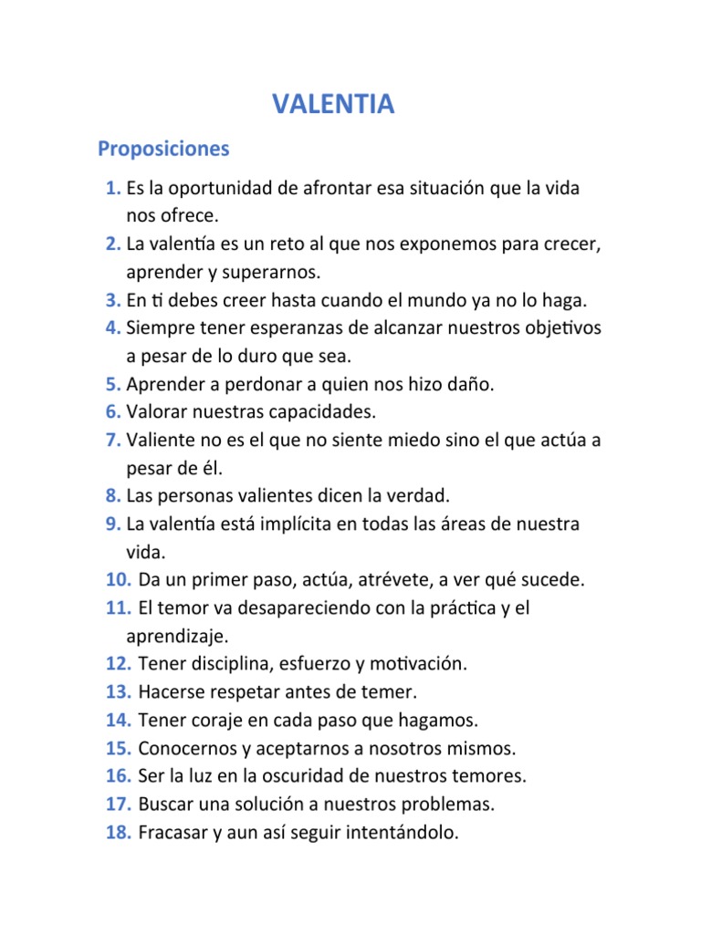 Definiendo la Valentía en la Vida | PDF