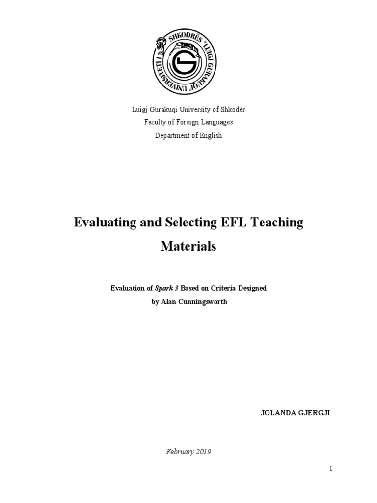 Evaluating and Selecting EFL Teaching Materials | PDF | Vocabulary ...