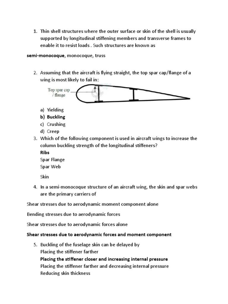 Aircraft Structures MCQ | PDF | Buckling | Bending