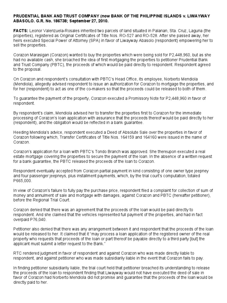 PBTC v. Abasalo | PDF | Guarantee | Loans