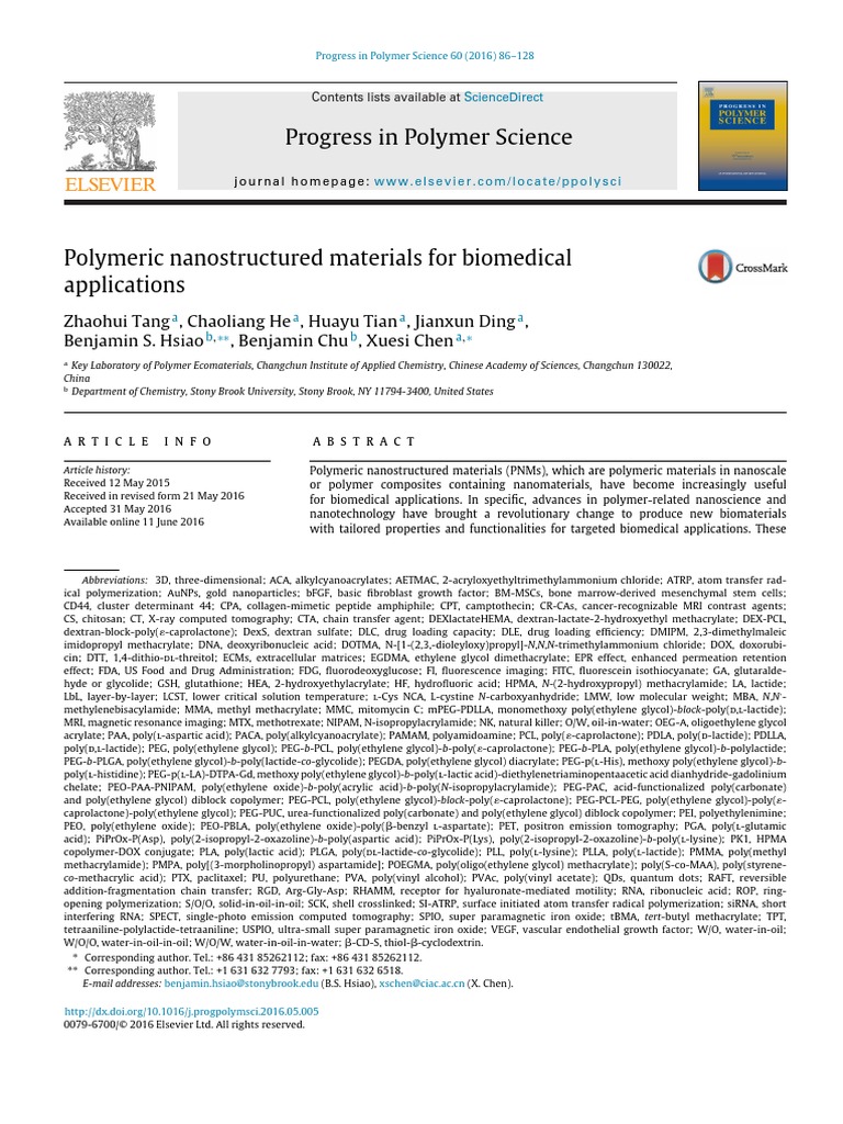 Progress in Polymer Science | PDF | Materials Science | Physical Sciences