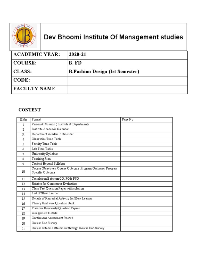 Course File Format | Download Free PDF | Academic Term | Educational ...