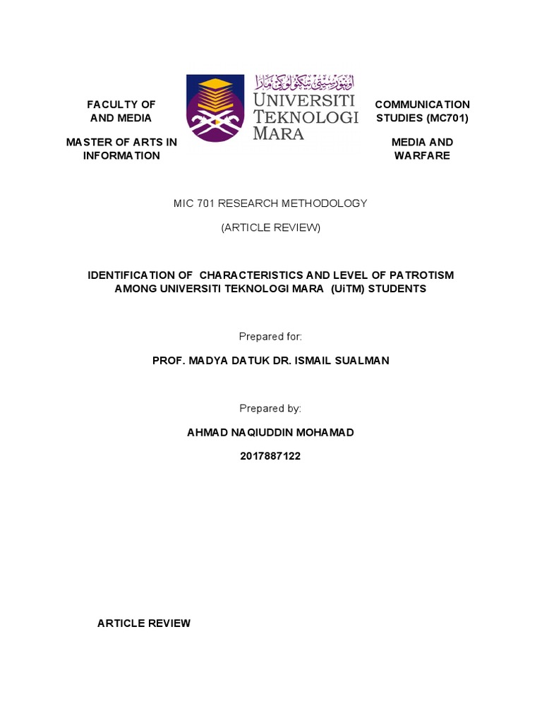 Mic 701 Research Methodology (Article Review) | PDF | Nation | Reason